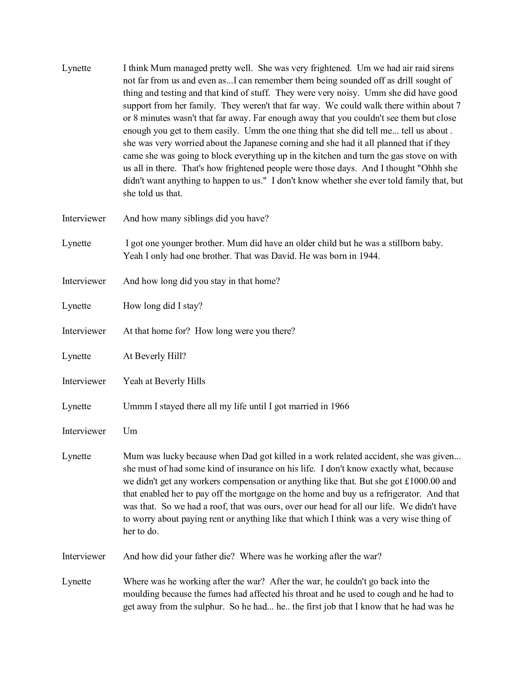 Lynette Mornement oral history interview, 24 August 2016 - Transcript ...
